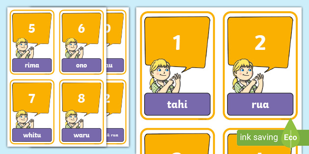 Numbers 1-20 Flash Cards Te Reo Māori