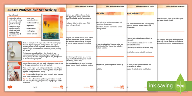 KS2 Sunset Watercolour Art Activity (Teacher-Made)