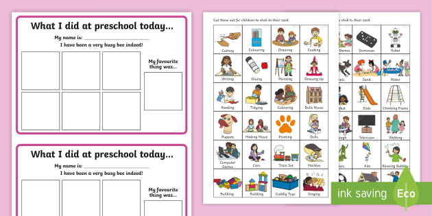FREE! - What I Did Today Home Communication Cards for Preschool