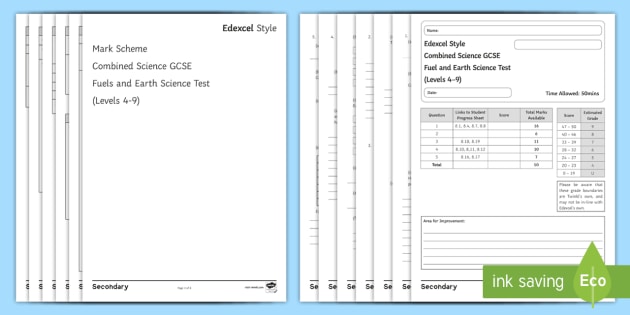 GCSE Edexcel-Style Combined Science (Chemistry) Test: Fuels and Earth ...