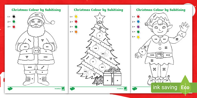 Christmas Colour by Subitising Activity (teacher made)