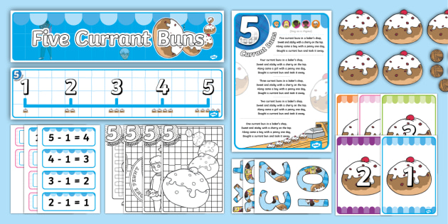 Five Currant Buns Ready Made Display Pack (teacher made)
