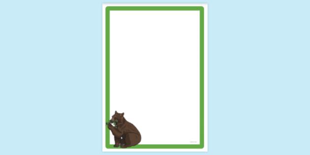 FREE Brown Bear Eating Page Border Page Borders Twinkl