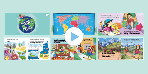 Around the World with Max and Lemon Story PowerPoint Gaeilge