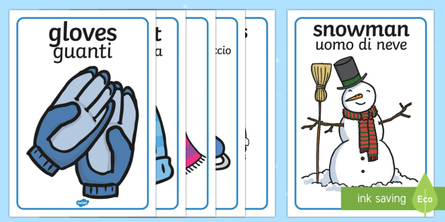 Winter Topic Display Posters English/Italian - Winter Topic Display Posters