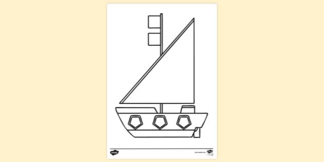 Shapes Boat Colouring Sheet Colouring | Colouring Sheets