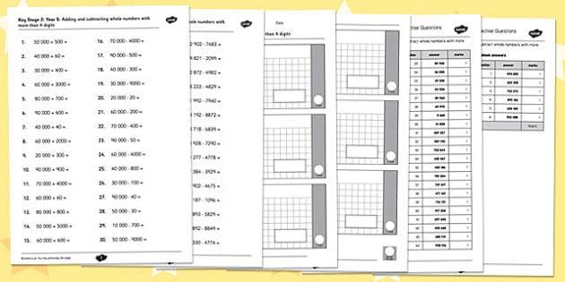 Key Stage 2 Arithmetic Test Year 5 Content Practice Questions