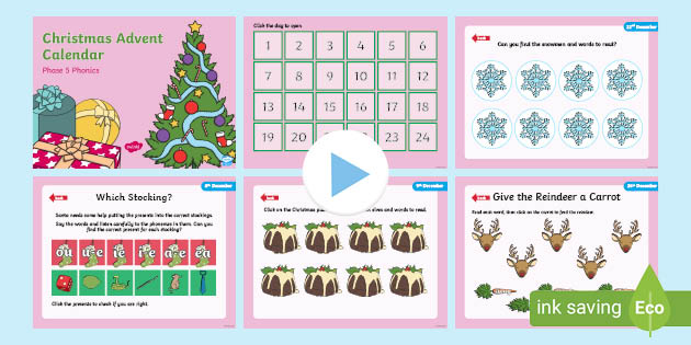 Phase 5 Christmas Phonics Advent Calendar PowerPoint