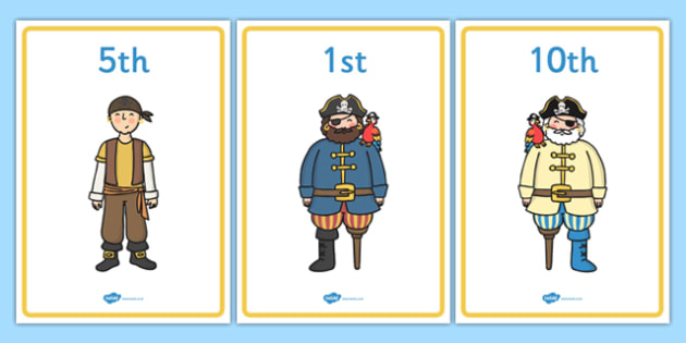 Pirate Themed Ordinal Numbers Display Posters - order, maths