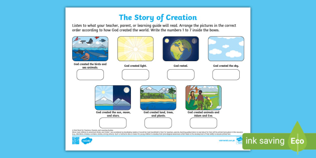 Creation Bible Story Activities The Bible Creation Story For Kids