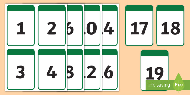 1-19 Number Cards
