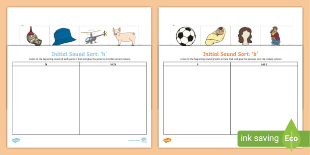 Letters and Sound Set 5 h/b/f/ff/l/ll/ss Cut, Sort and Paste