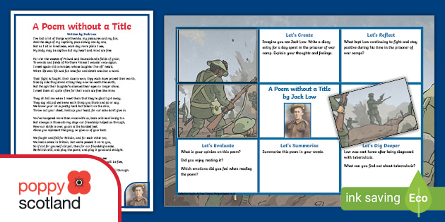 FREE! - A Poem without a Title by Jack Low Reflective Reading Activity