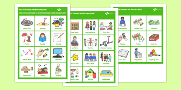 Picture Prompt Sheet for Pen Portraits EYFS Version
