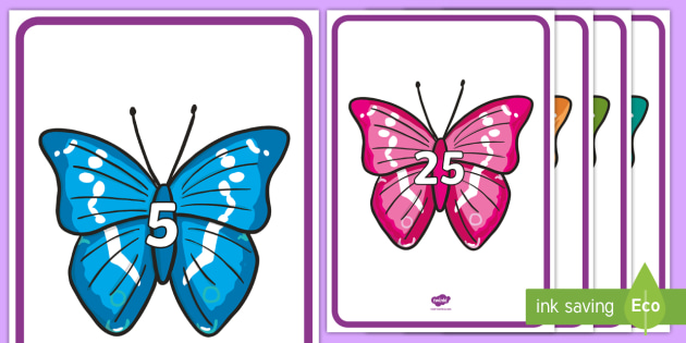Skip Counting in 5s Butterflies Display Posters