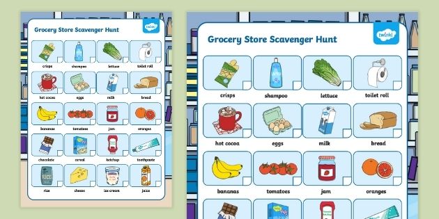 Grocery Store Scavenger Hunt | Activities for Kids