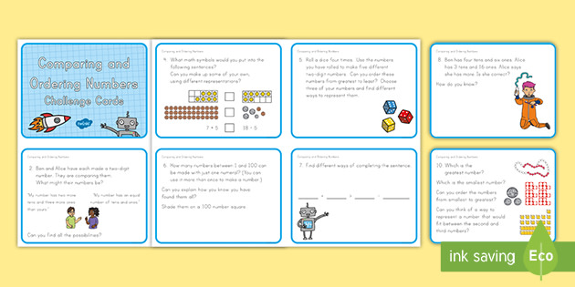 Comparing and Ordering Numbers Challenge Cards