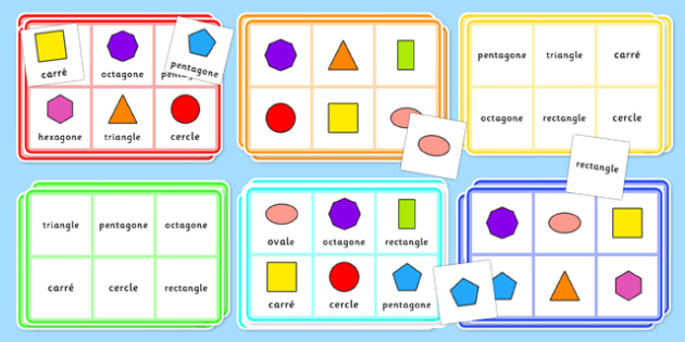 2D Shape Bingo French (teacher made)