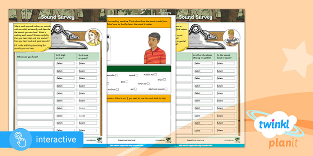 Interactive PDF: Home Learning: Science: Year 4: Sound Survey