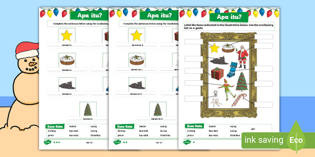 Differentiated Christmas Labelling Activity Indonesian