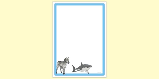 FREE! - Simple Blank Zebra and Shark Page Border | Page Borders