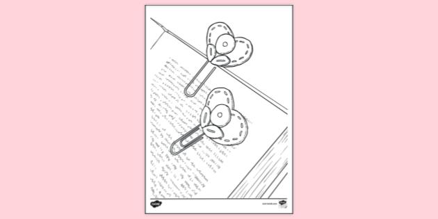 FREE! - Felt Paper Clips on Book Colouring | Colouring Sheets