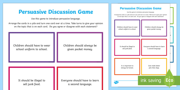 Discussion Cards Second Level Persuasive Writing Vocabulary Discussion Cards Second Level Persuasive Writing Vocabulary