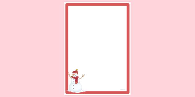 FREE! - Simple Blank Christmas Snowman Page Border | Twinkl
