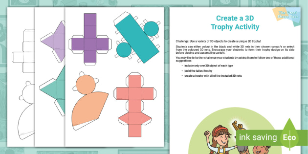 The Great Shape Race - Create a 3D Trophy Activity