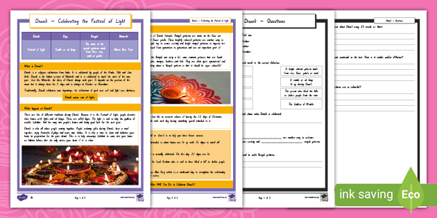 Diwali Information Reading Comprehension - Twinkl NZ