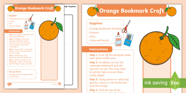 FREE! - Orange Bookmark Craft Activity (Teacher-Made)