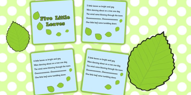 Five Little Leaves Counting Song Sequencing Cards