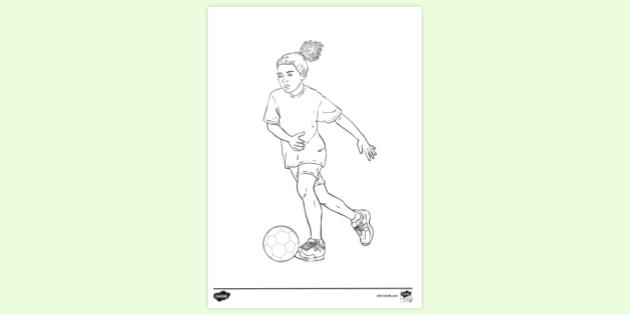 FREE! - Girl Playing Football Colouring | Colouring Sheets