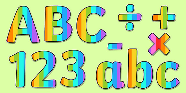 Multi coloured Stripe Themed Display Lettering - display lettering
