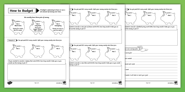 Budgeting Worksheets | twinkl.com