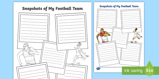 Snapshots of My Football Team Worksheet (teacher made)