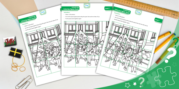 St David’s Day Colouring Jigsaw Puzzle Pack - Twinkl
