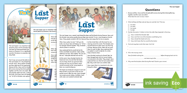 LKS2 The Last Supper Differentiated Reading Comprehension Activity