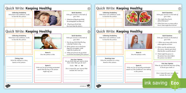 KS2 Keeping Healthy Quick Write Activity Mat Pack