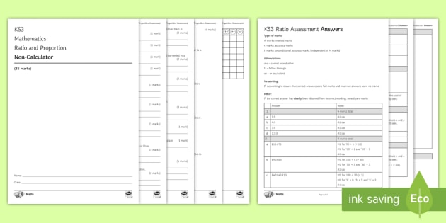Ratio and Proportion Assessment Pack (teacher made)