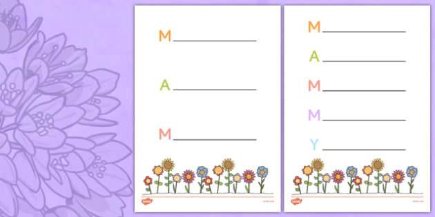 Mother's Day Acrostic Poem Sheets Flowers Irish