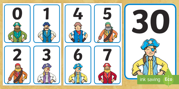 Pirate-Themed Number Cards