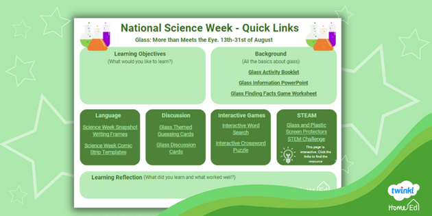 FREE! - National Science Week Quick Link Planner
