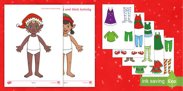 Dress the Elf Cut and Stick Activity
