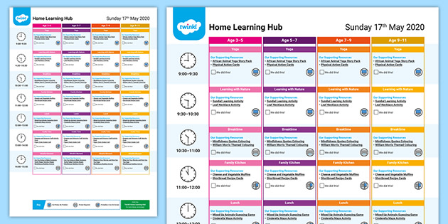 Home Learning Hub Daily Plan Sunday 18th May (teacher made)