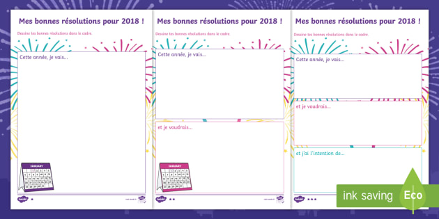 Feuilles d'activités : Mes bonnes résolutions pour 2018 - Jour