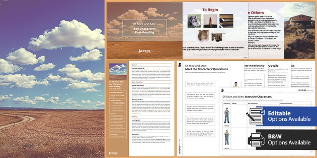 Of Mice and Men Characters: Post-Reading Lesson Pack | KS3