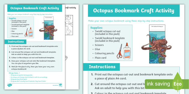 FREE! - Octopus Bookmark Craft Activity (teacher made)