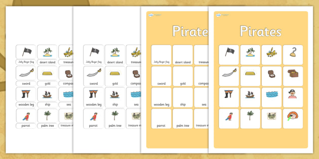 Pirates Vocabulary Matching Mat - ESL Pirates Resources