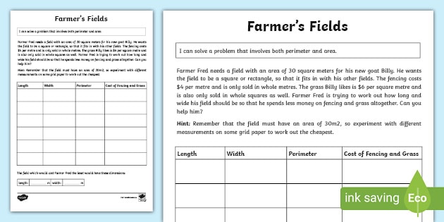 Perimeter and Area Investigation Worksheet